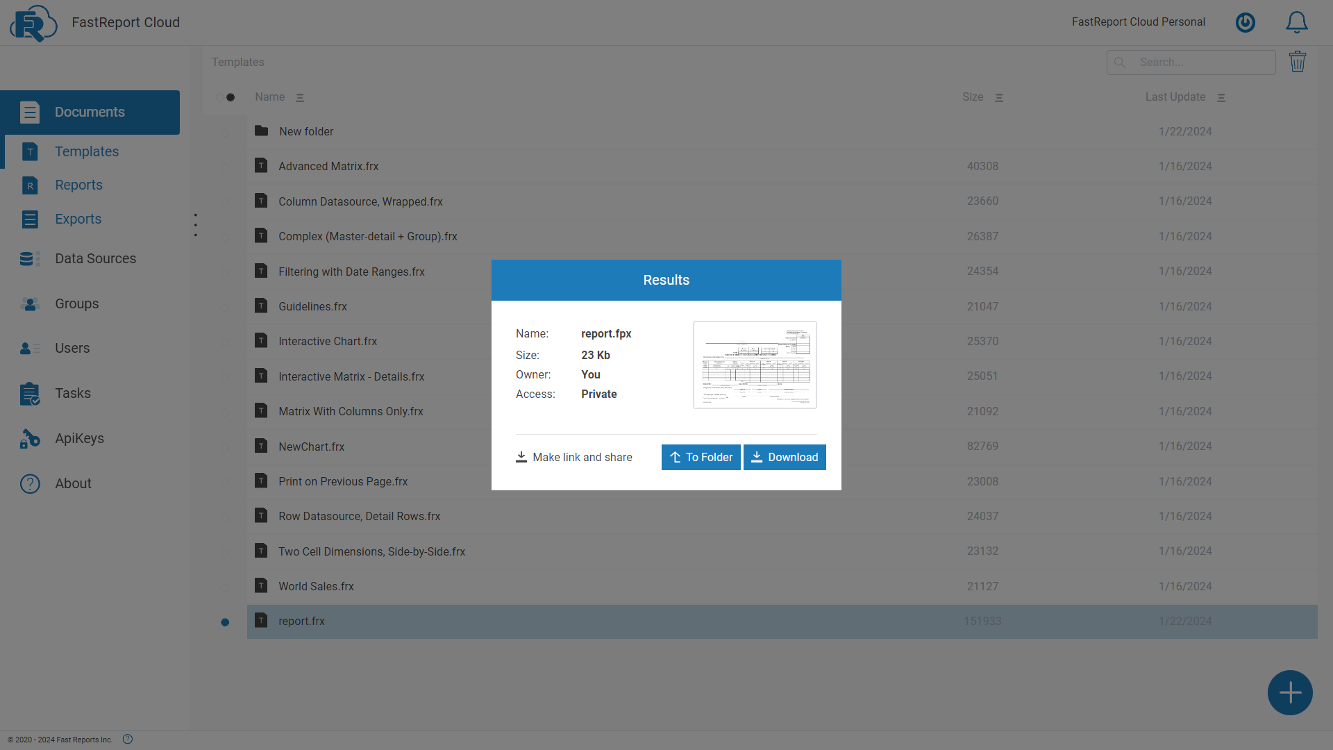 Documents | FastReport Cloud