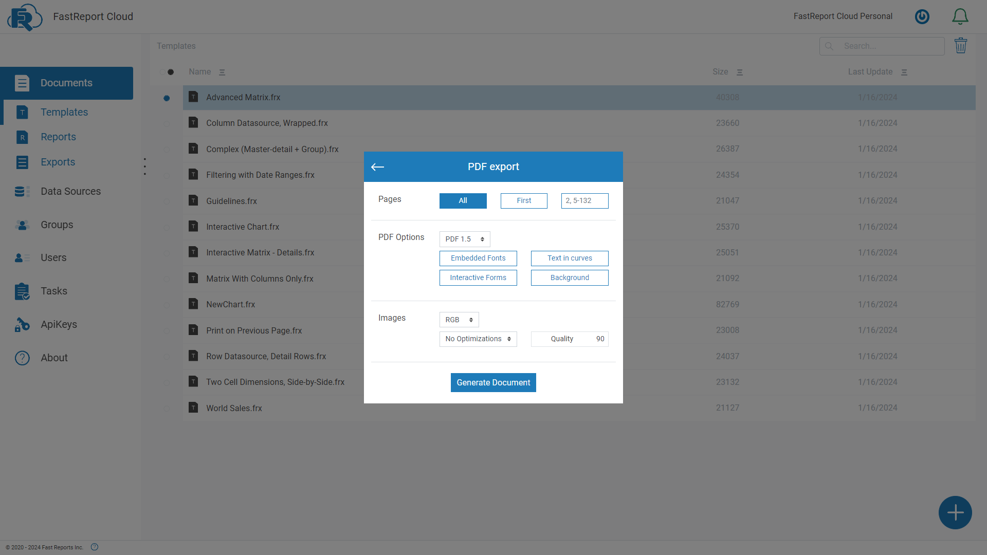 Documents | FastReport Cloud