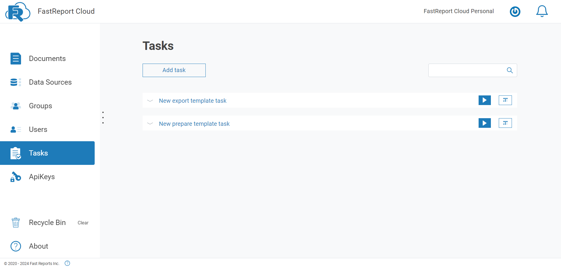 Tasks | FastReport Cloud