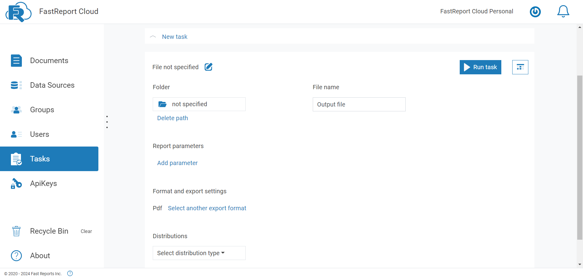 Tasks | FastReport Cloud
