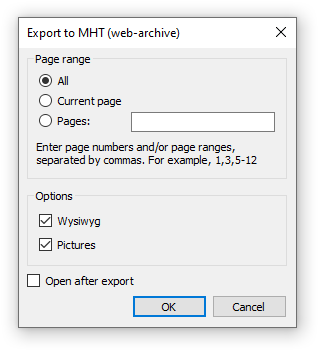 Export to MHT (web archive) | FastReport .NET
