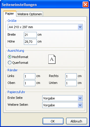 Seiteneinstellungen | FastReport VCL
