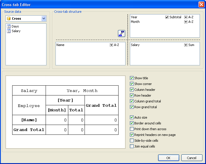 Cross-tab in dot-matrix | FastReport VCL