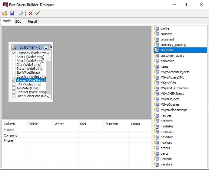 Using the Query constructor | FastReport VCL
