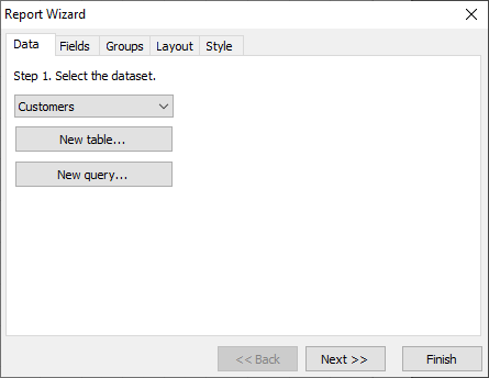 New report wizard | FastReport VCL