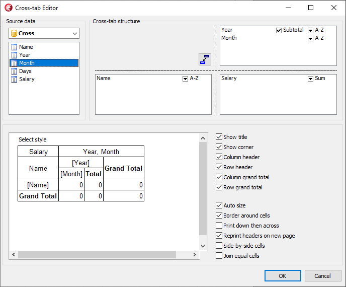 Cross tab In Dot matrix FastReport VCL