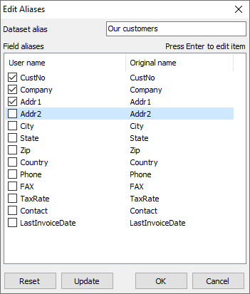 Aliases | FastReport VCL
