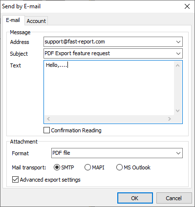 Sending a Report via E-mail | FastReport VCL
