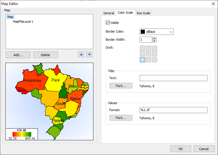 The "Map" object editor | FastReport VCL