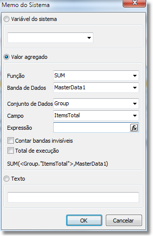 Inserting aggregate function | FastReport VCL