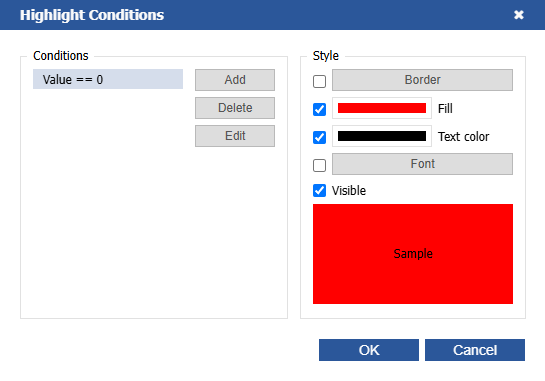 Conditional highlighting | FastReport Online Designer