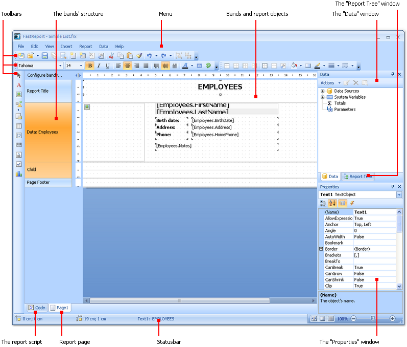 Report designer | FastReport Desktop