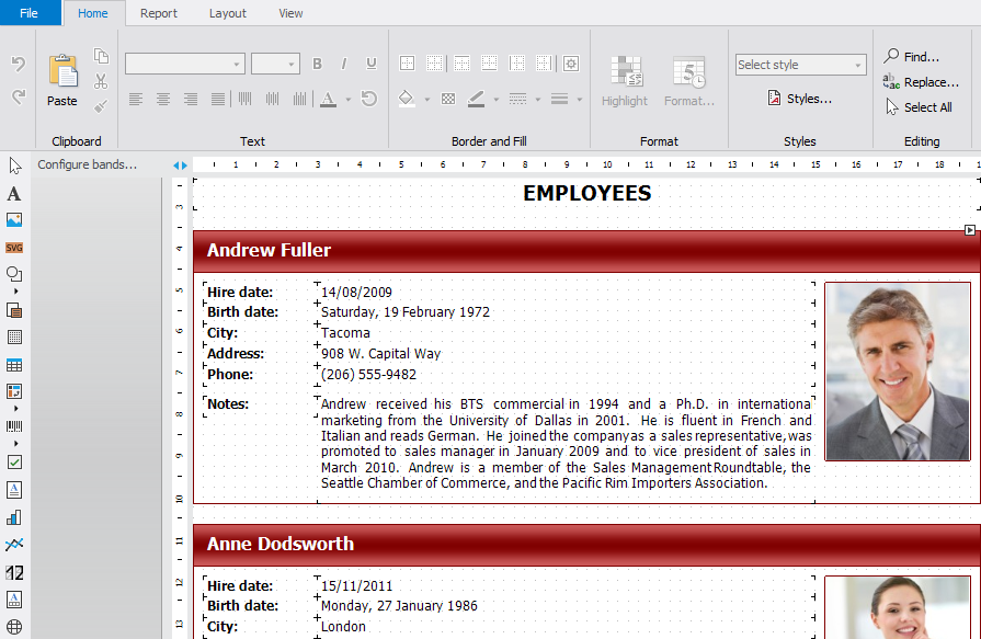 Editing the report | FastReport Desktop