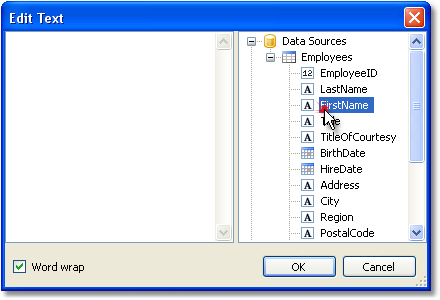 Displaying the data columns | FastReport Desktop
